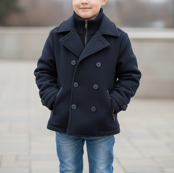 H&M | Jackets & Coats | Hm Classic Navy Peacoat For Kids | Poshmark